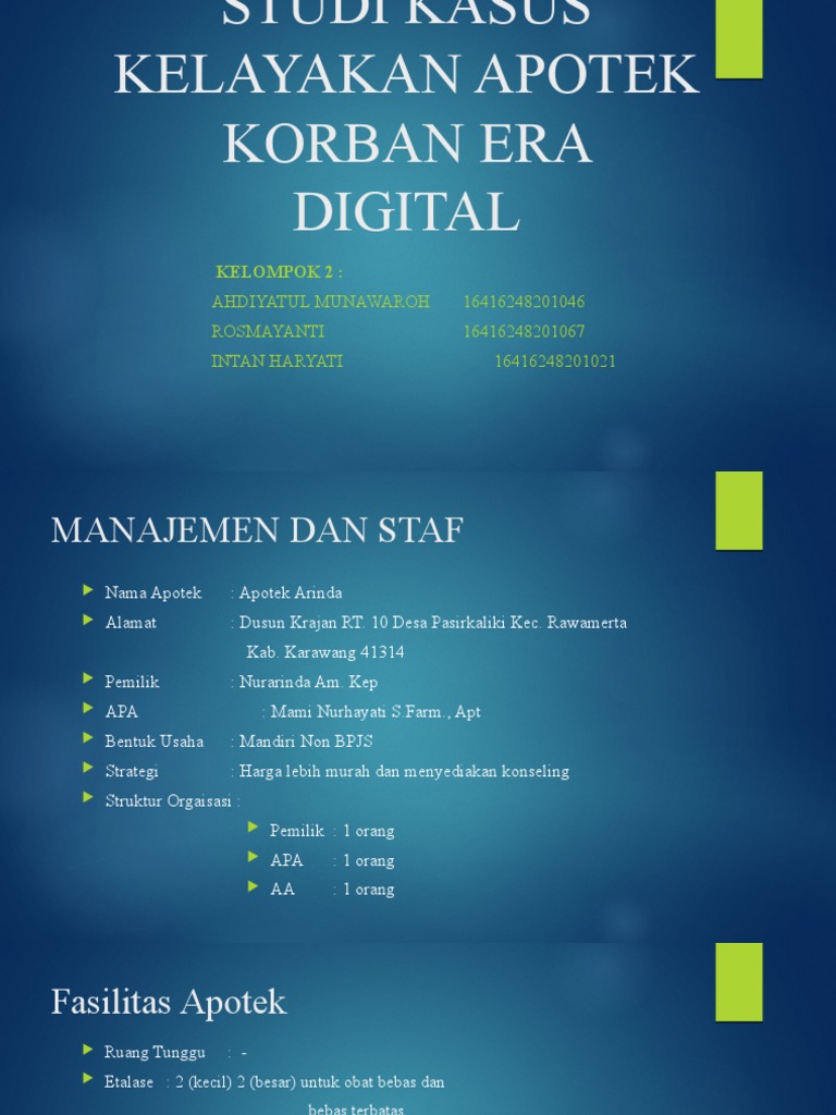 Studi Kasus Kelayakan Apotek | PDF | Kesehatan Holistik | Sains ... Studi Kasus Kelayakan Apotek | PDF | Kesehatan Holistik | Sains ...