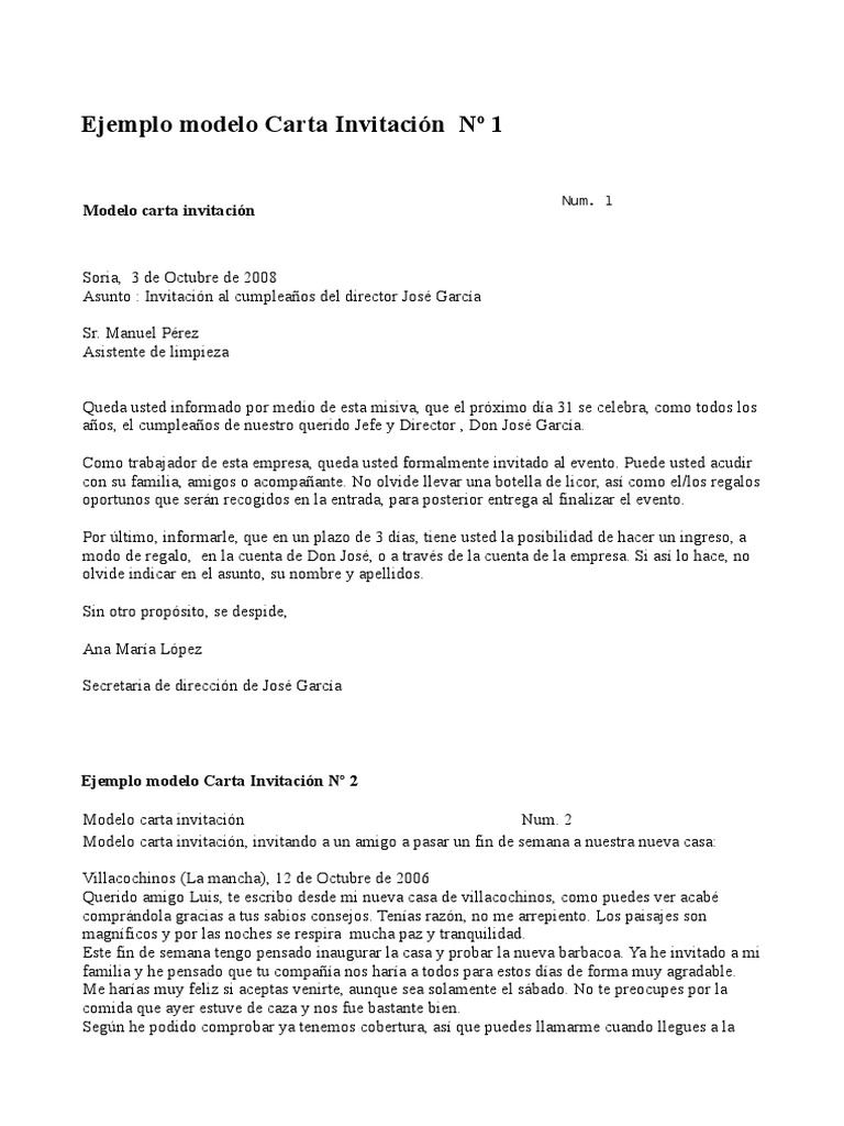 Carta De Invitación A Una Cena Formal