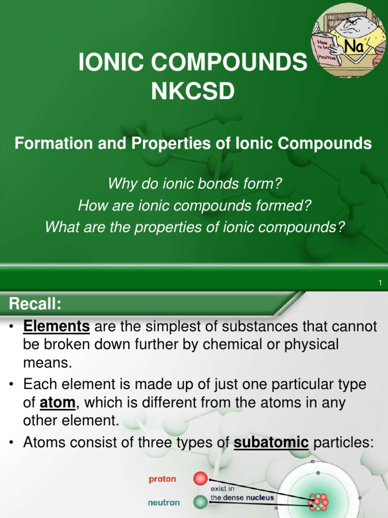 Ionic Compounds NKCSD | PDF | Ion | Ionic Bonding