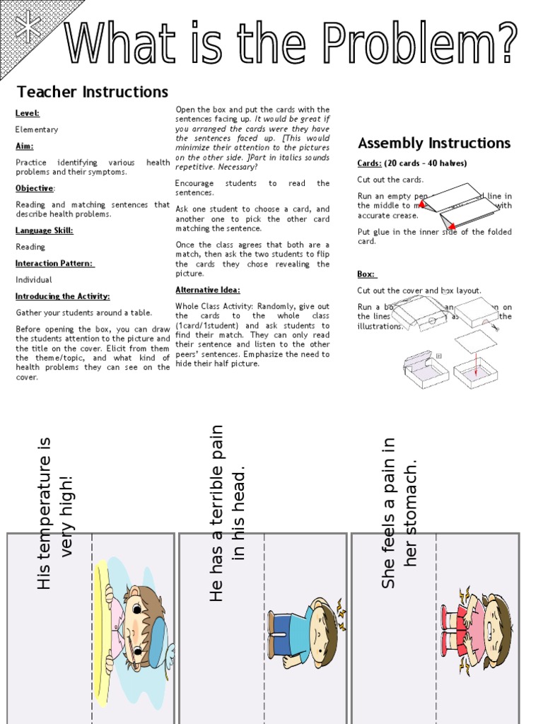Health Problems Card Activity | PDF | Cognitive Science | Cognition