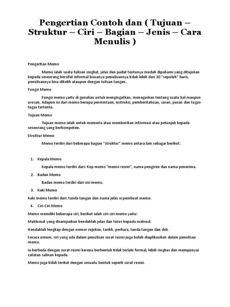 Panduan Lengkap Menulis Memo | PDF