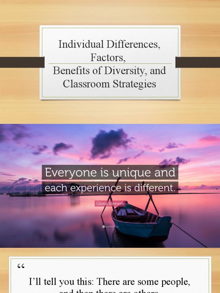 Individual Differences, Factors, Benefits of Diversity and Classroom ...