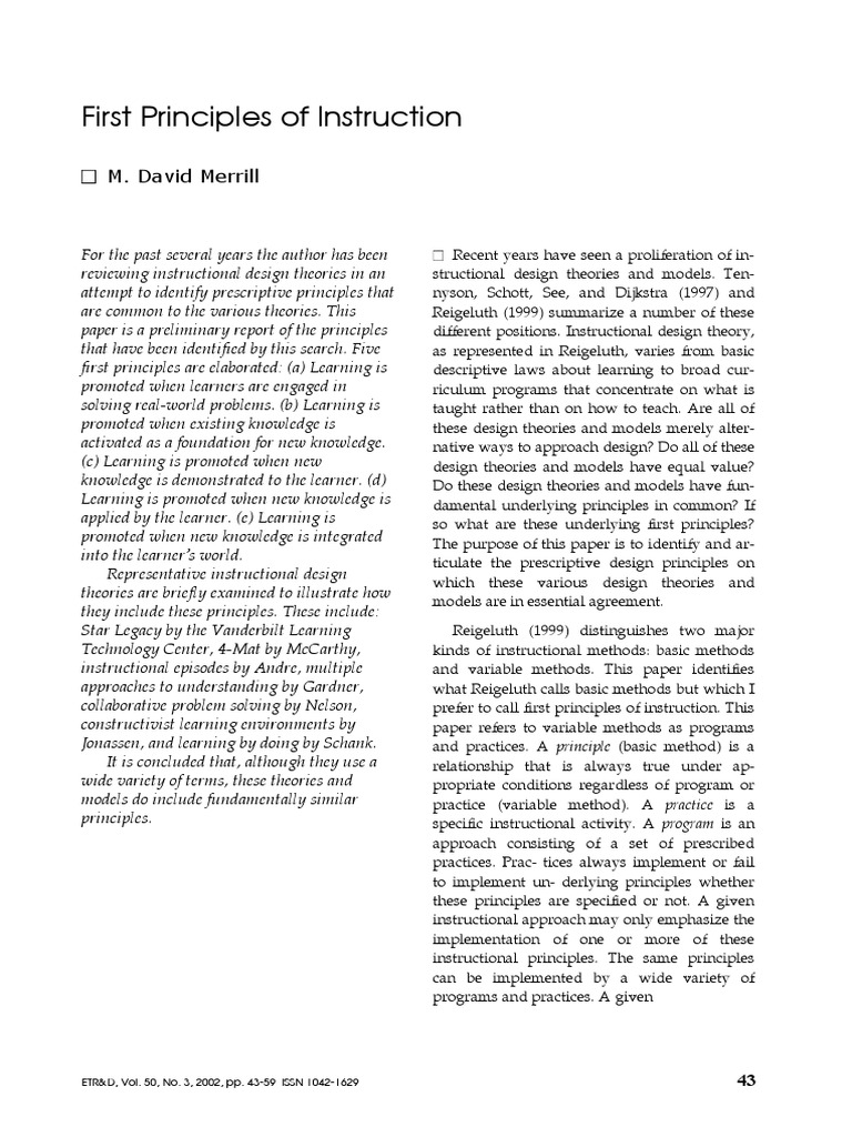 First Principles of Instruction: M. David Merrill | PDF | Instructional ...