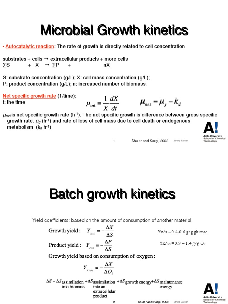 Growth Rate and Yield Calculations - 17.11.16 | PDF | Enzyme Kinetics ...