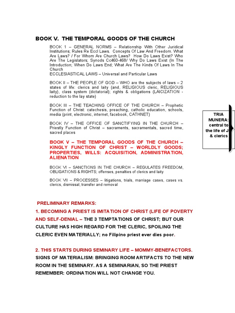 Church's Innate Right to Temporal Goods | PDF | Canon Law | Priest
