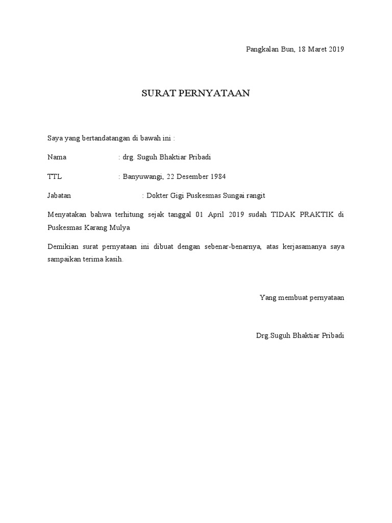 Surat Pernyataan SIP | PDF