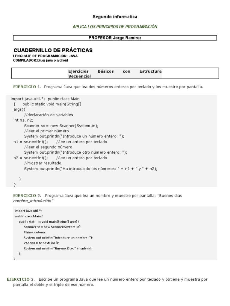 Cuadernillo de Practicas Java Netbeans 1 - Parcial CBT | PDF | Java ...