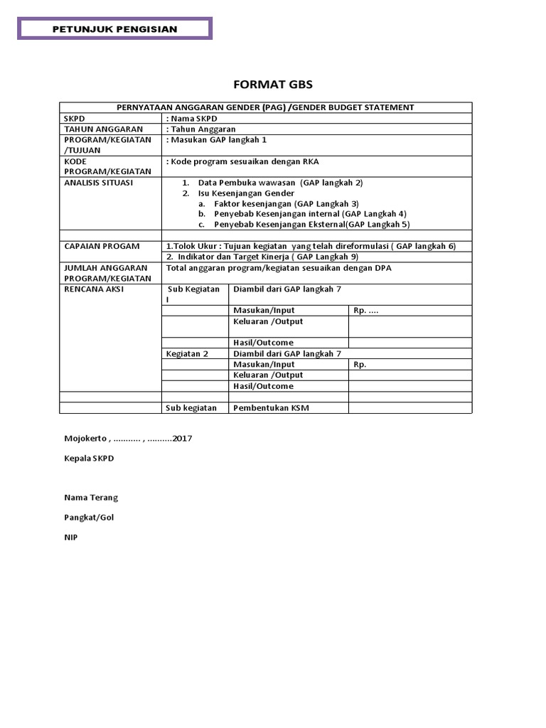 Petunjuk Pengisian Gbs Pdf