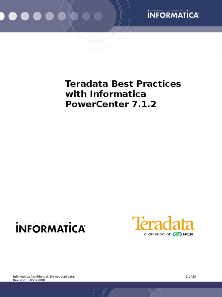 Teradata Best Practices Using A 711 | PDF | Computer Data | Computer ...