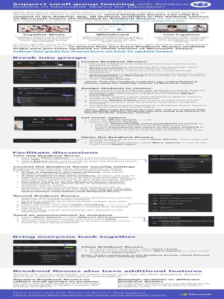 Break Into Groups: Rooms in Microsoft Teams For Education | PDF ...