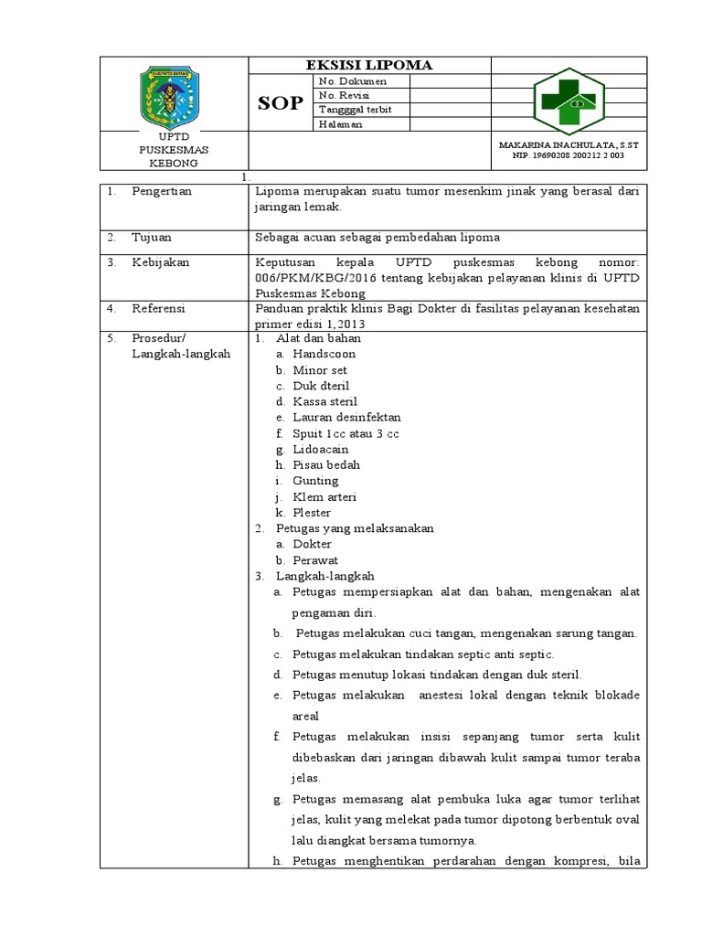 7.7.2 SOP Lipoma | PDF