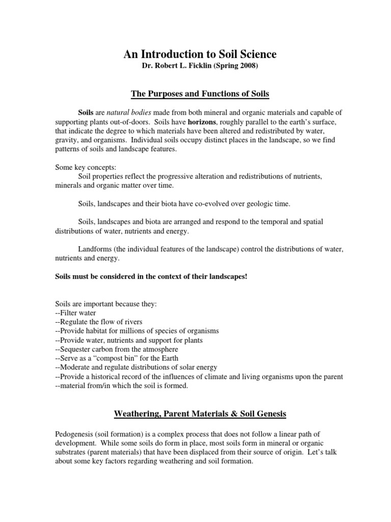 An Introduction To Soil Science | PDF | Sedimentology | Soil