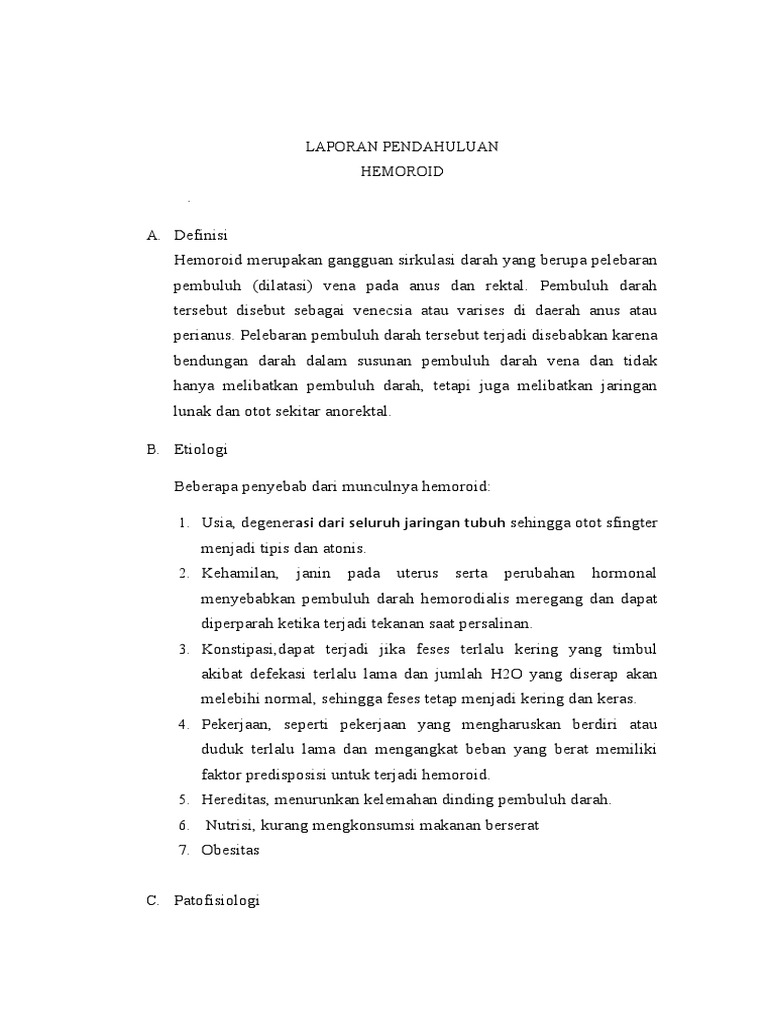 Asuhan Keperawatan Hemoroid Pasca Operasi | PDF | Kesehatan Holistik