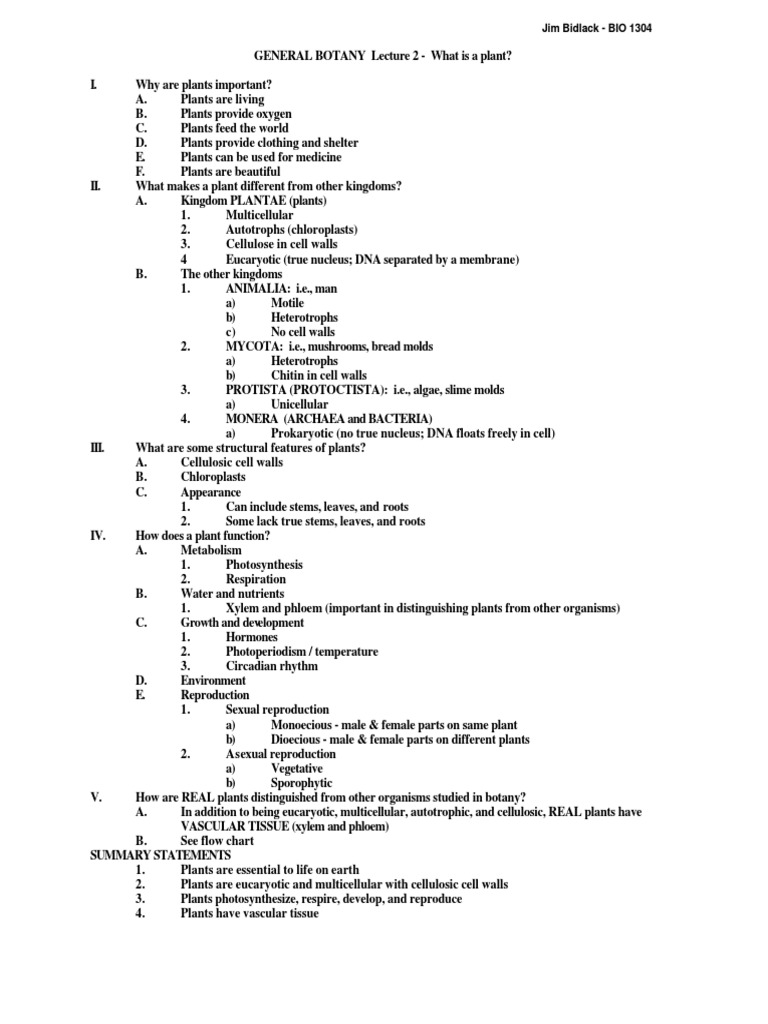 Jim Bidlack - BIO 1304 | PDF | Plants | Cell (Biology)