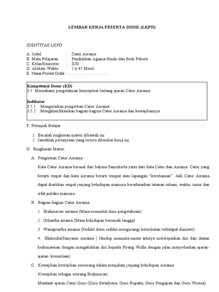 Lembar Kerja Peserta Didik (LKPD) | PDF