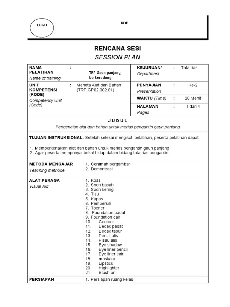 SessionPlan Tugas TRP | PDF
