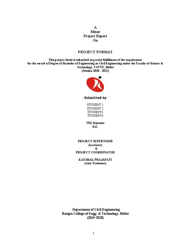 Minor Project Format | PDF | Thesis | Academic Degree