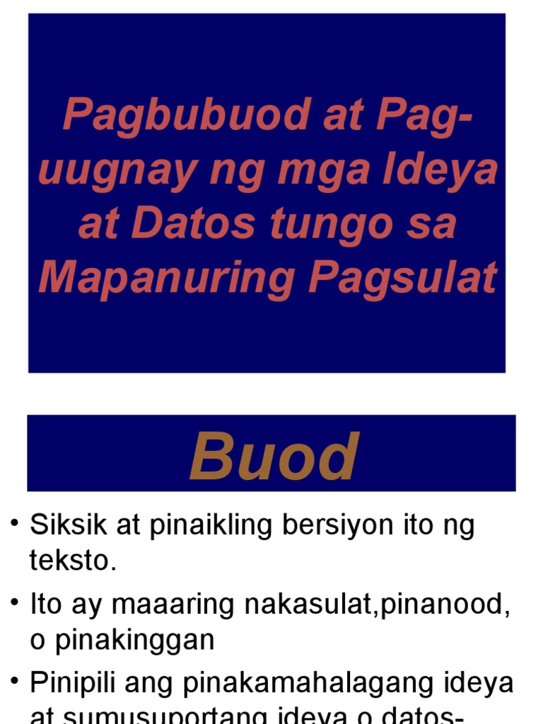 Pagbubuod at Pag-Uugnay | PDF
