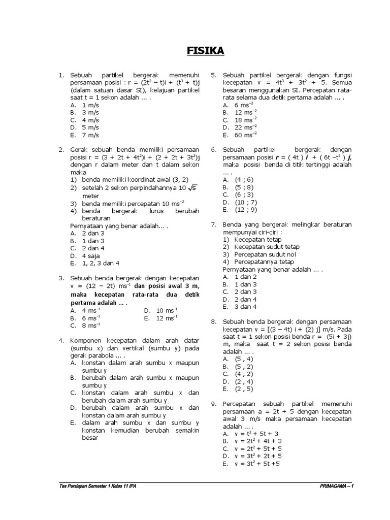 SOal FISIKA Kelas XI (Terbaru) | PDF