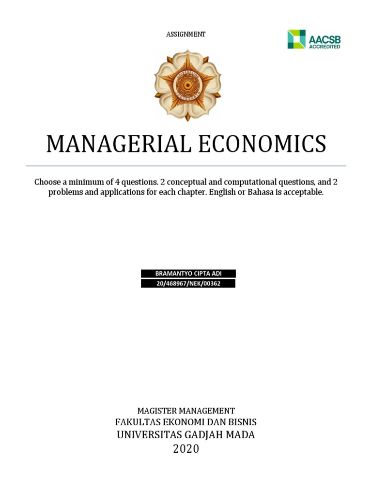 MANAGERIAL ECONOMICS Assignment 1 | PDF | Demand | Price Elasticity Of ...