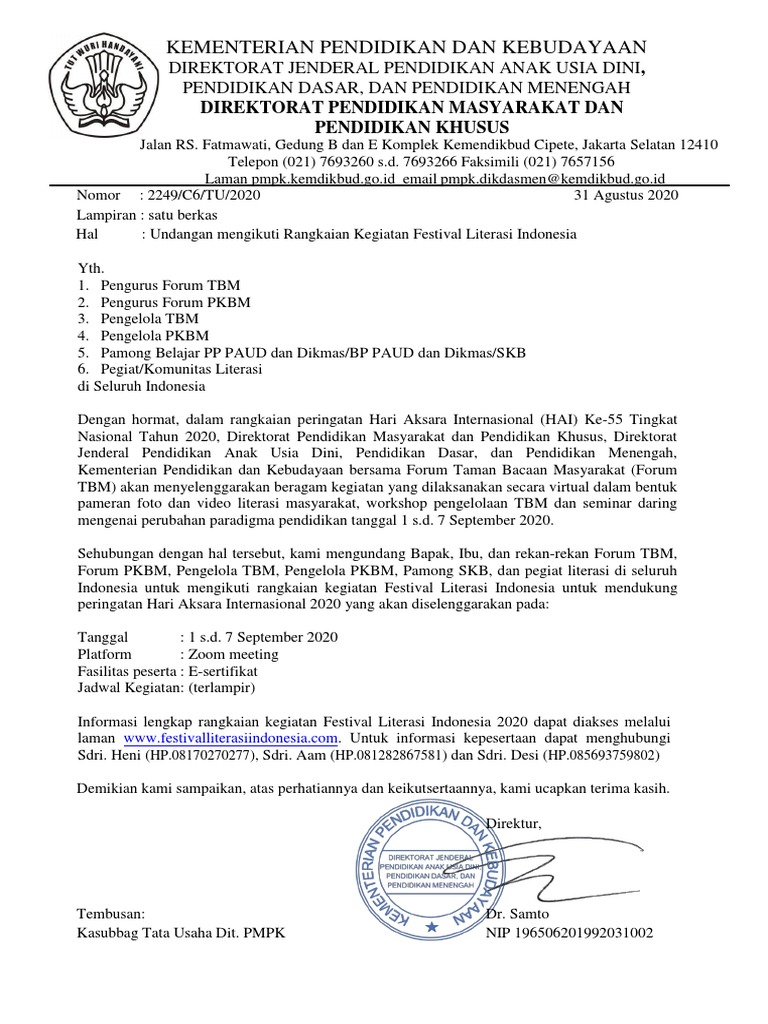 Acc Direktur - 2249 - Surat - Undangan Mengikuti FLI | PDF