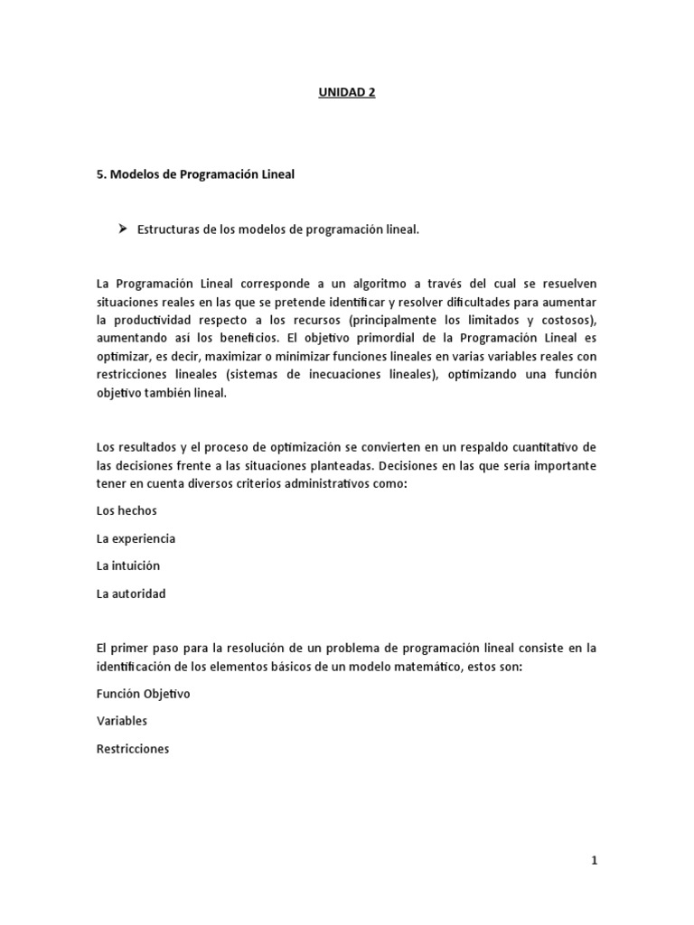 Unidad 2 | PDF | Inventario | Programación lineal