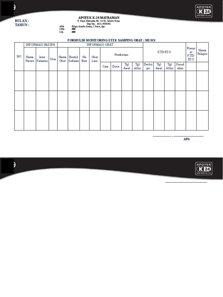 Formulir Meso, Narkotika Dan Psikotropika k24 Matraman | PDF
