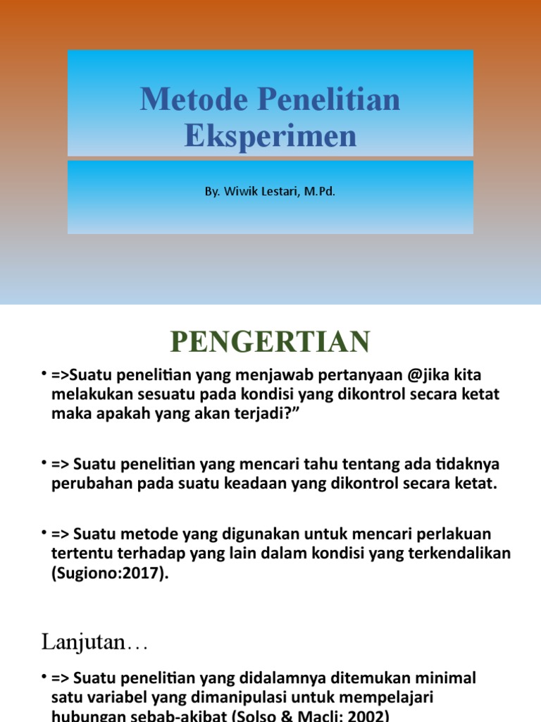4-Metode Penelitian Eksperimen | PDF