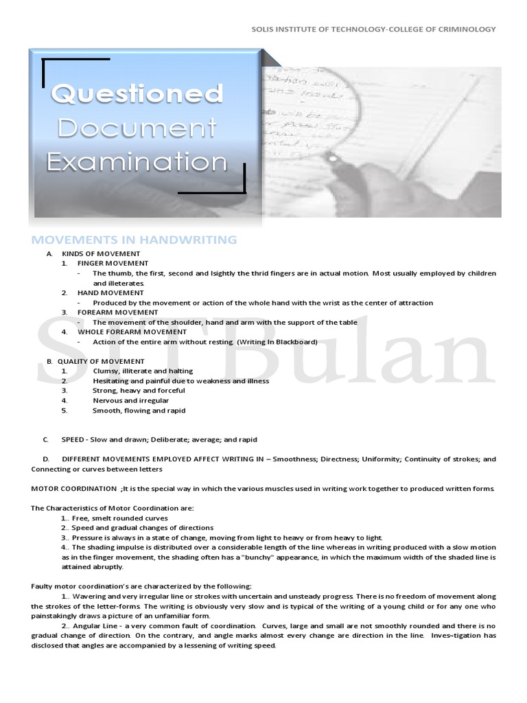 Questioned: Document Examination | PDF | Signature | Motor Coordination
