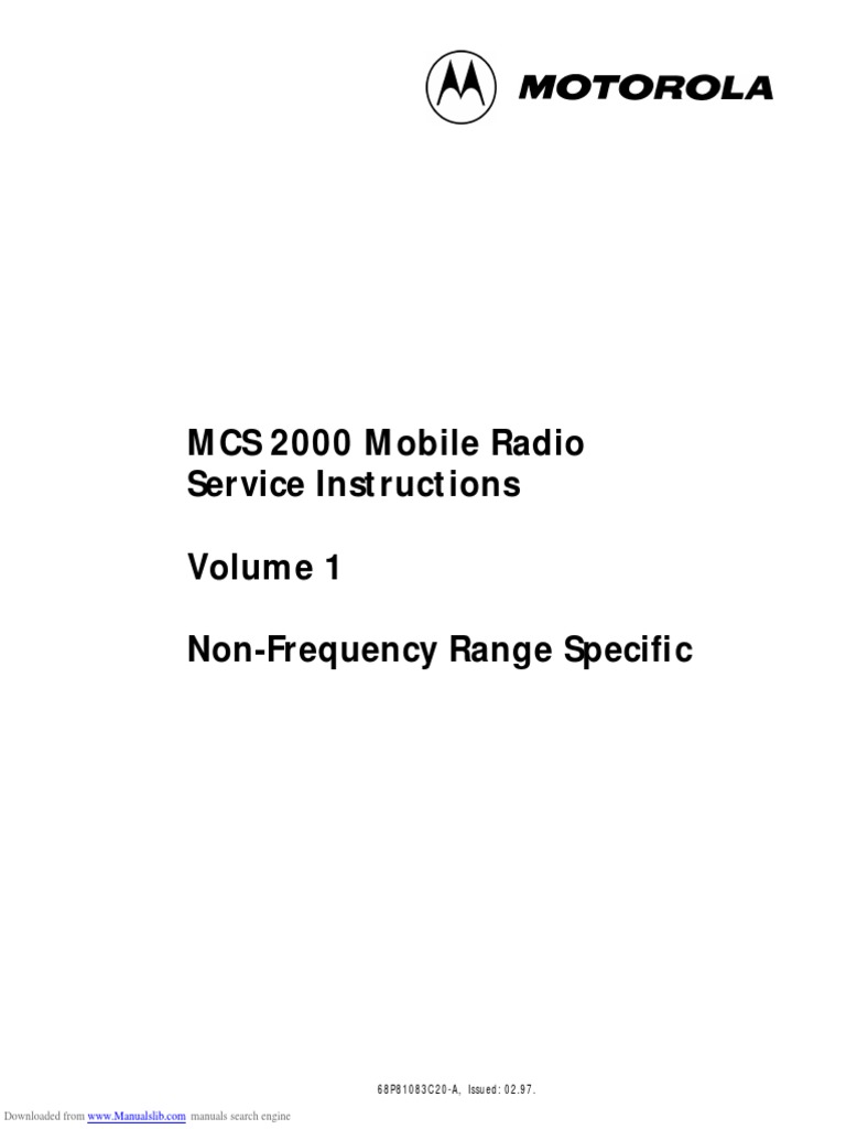 MCS 2000 Mobile Radio Service Instructions Non-Frequency Range Specific ...
