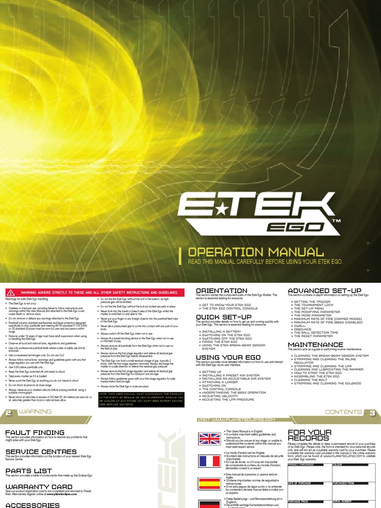 Etek Ego Manual | PDF | Manufactured Goods | Equipment