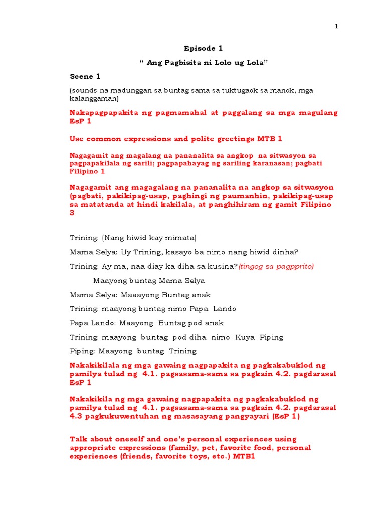 Episode 1 Ang Pagbisita Ni Lolo Ug Lola 1 | PDF