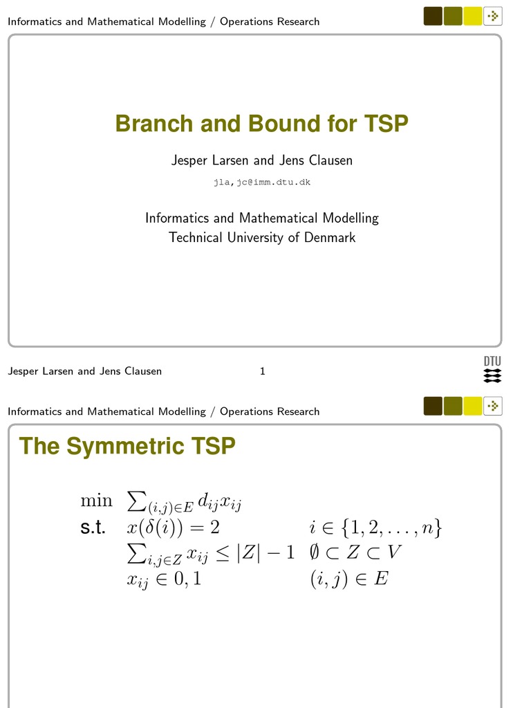 Branch And Bound Tsp Pdf Algorithms And Data Structures Combinatorics