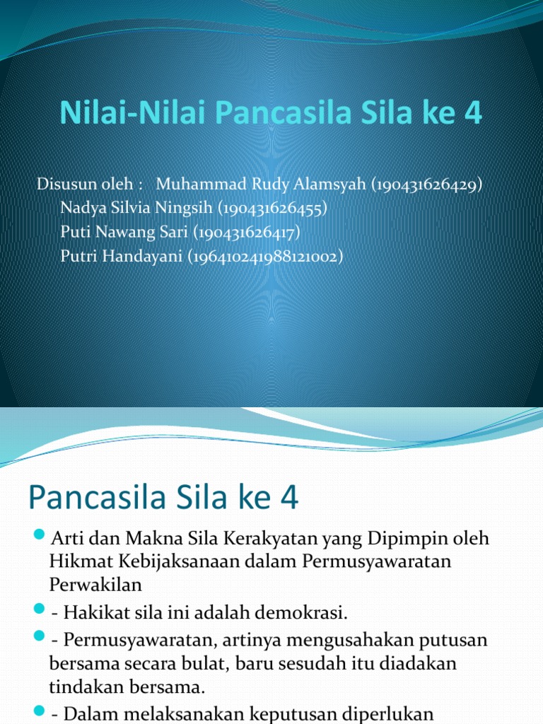 Nilai-Nilai Pancasila Sila Ke 4 | PDF