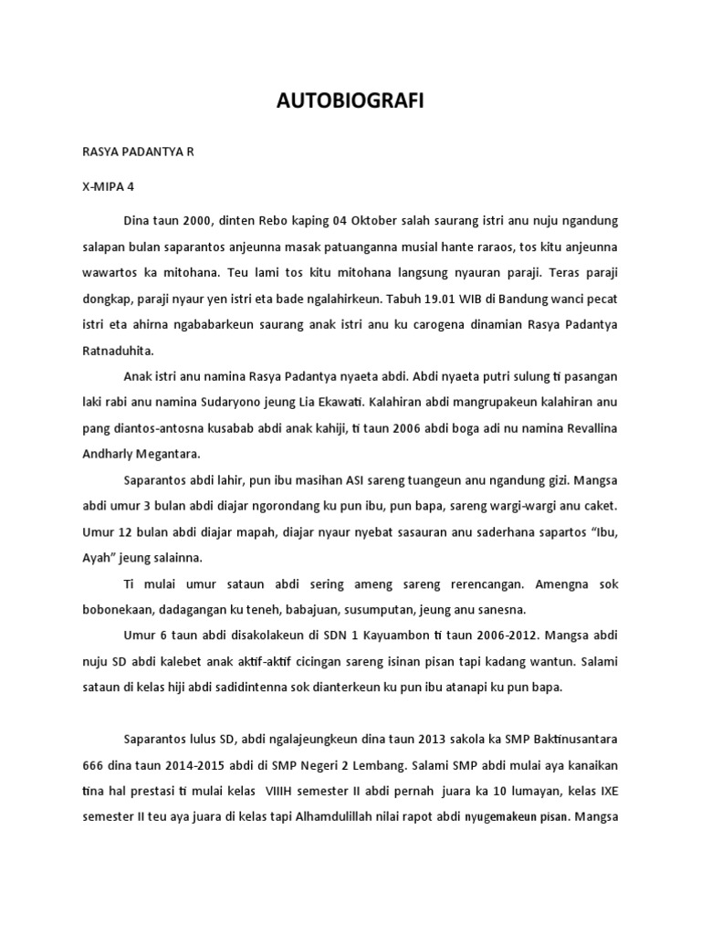 Bahasa Sunda Conto Autobiografi Basa Sunda By Rasyaaa Pdf