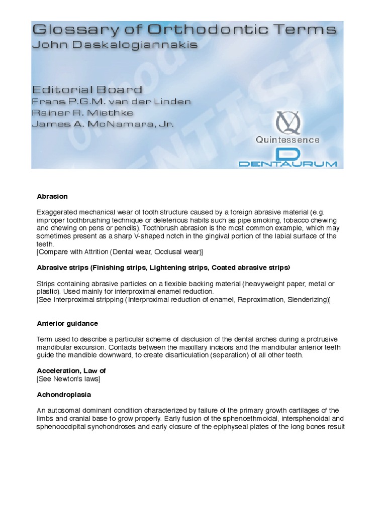 Glossary of Orthodontic Terms | PDF | Orthodontics | Dentistry