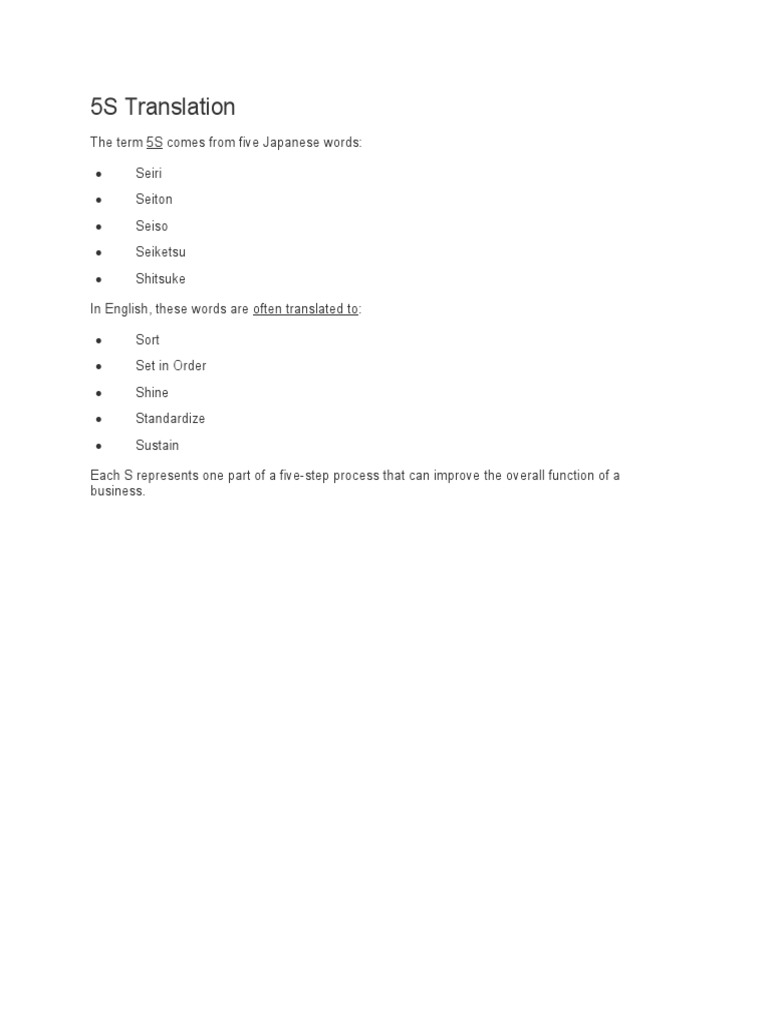 5S Translation | PDF | Career & Growth