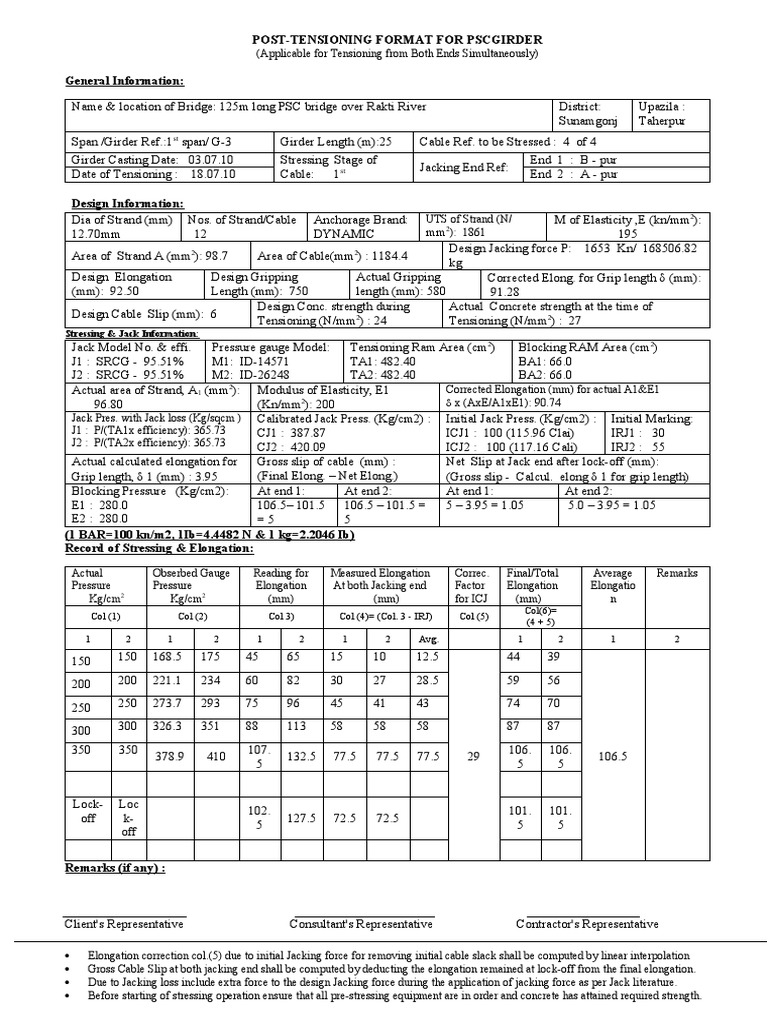 Post-Tensioning Format For Pscgirder General Information | PDF | Materials Science | Solid Mechanics