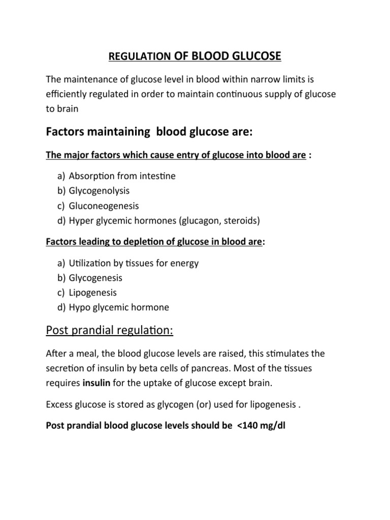 Blood Glucose Regulation Guide | PDF | Glucose | Hypoglycemia