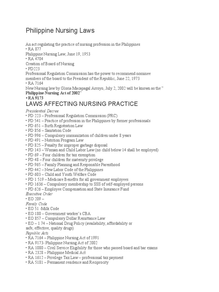 A Comprehensive Overview of Philippine Nursing Laws, Regulations, and ...