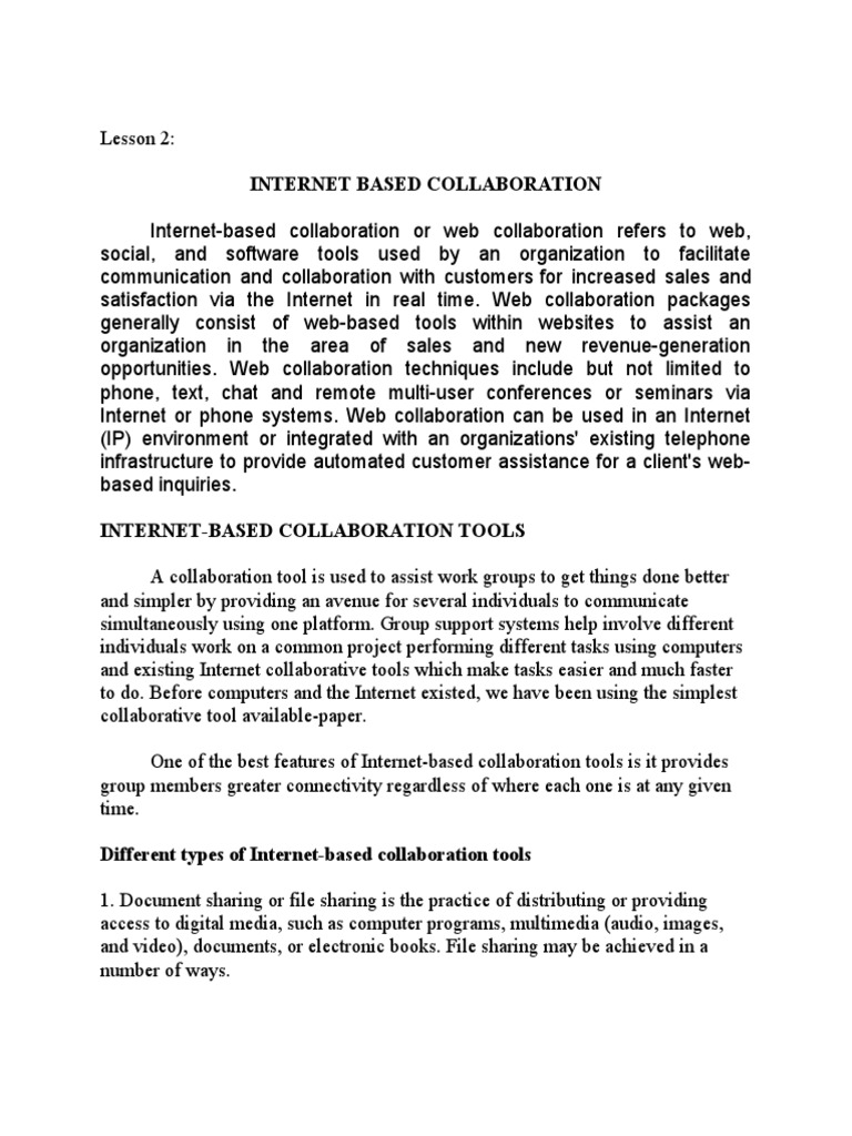 Internet Based Collaboration | PDF | Collaboration | Internet