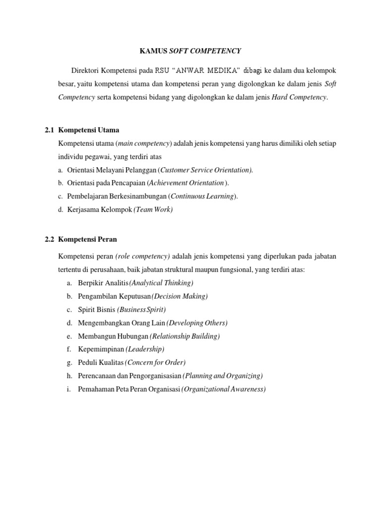 Susunan Direktori Kamus Kompetensi | PDF