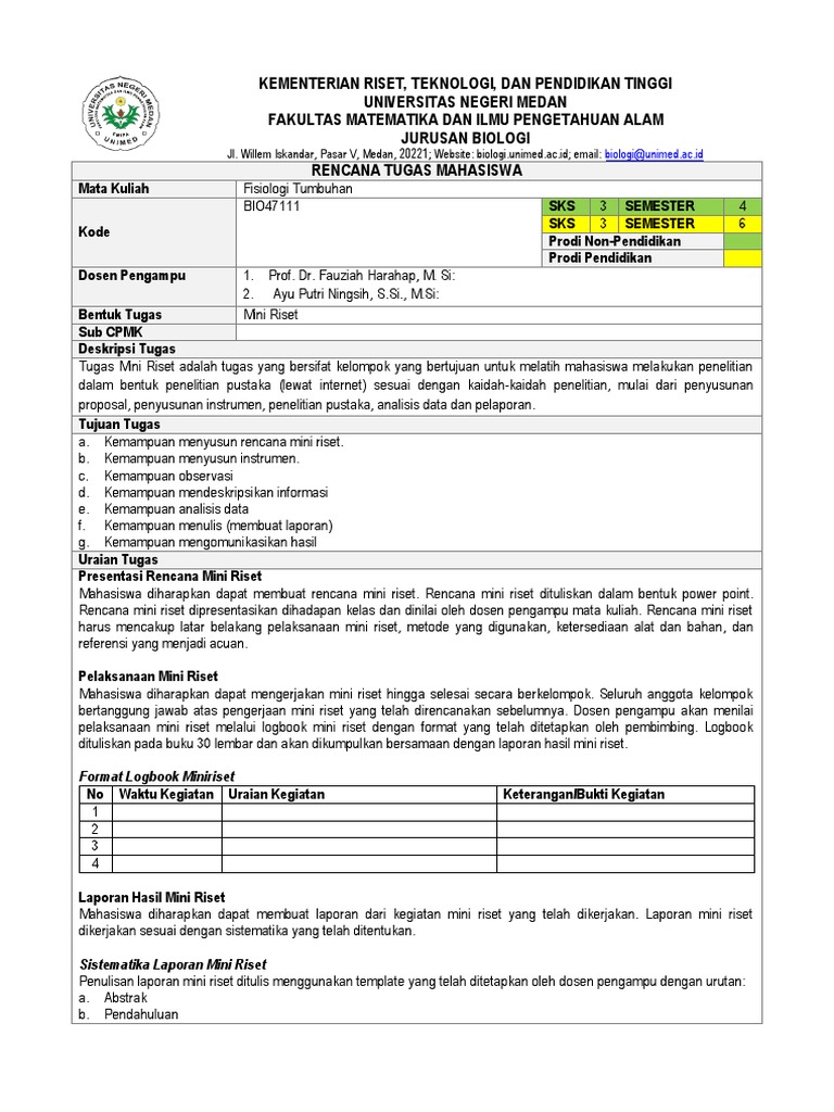 Tugas Mini Riset Fisiologi Tumbuhan - 2021 | PDF