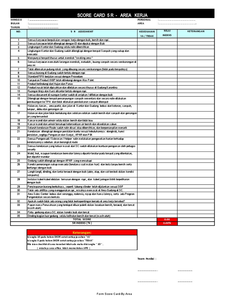5R Form - Score Card-2 | PDF