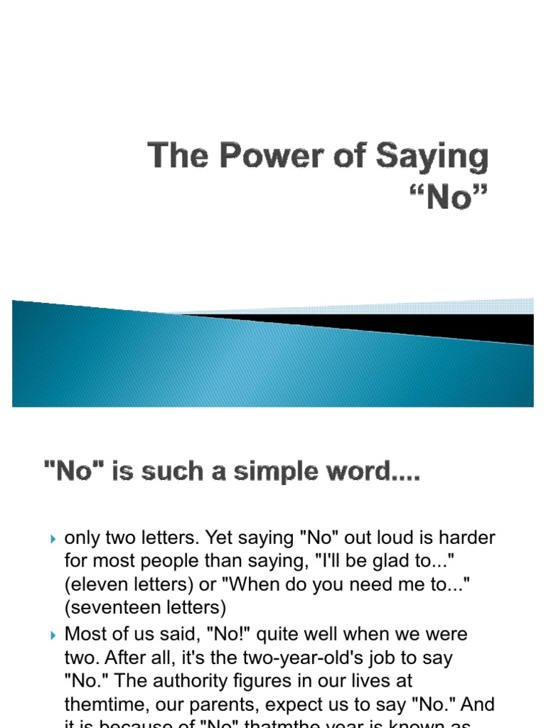 The Power of Saying-NO | PDF
