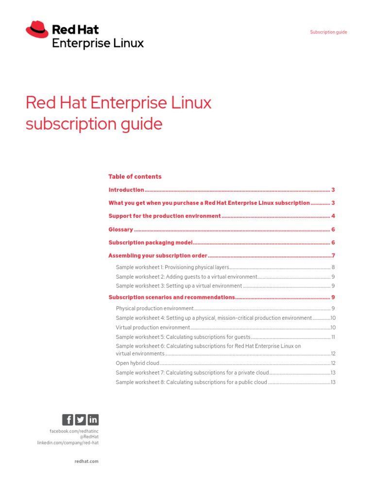 Red Hat Enterprise Linux Subscription Guide | PDF | Red Hat | Cloud Computing