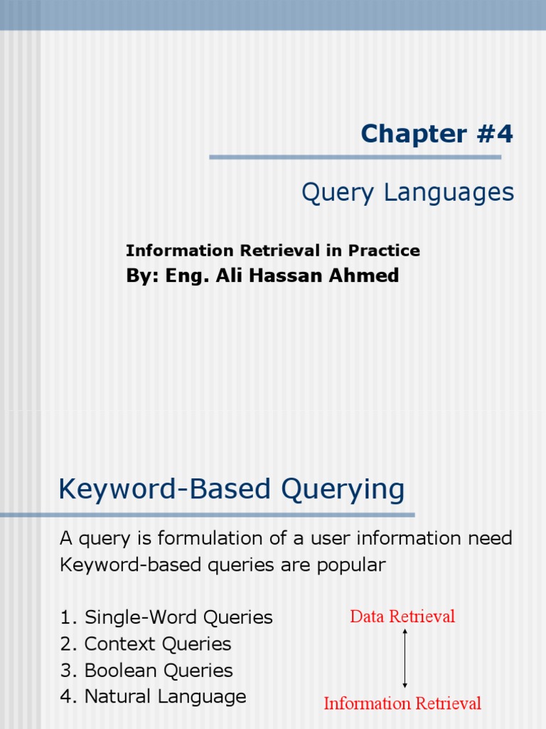 Chapter #4: Query Languages | PDF | Information Retrieval | Hypertext