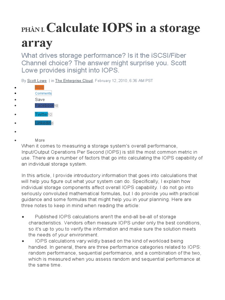 Calculate IOPS in A Storage Array | PDF | Hard Disk Drive | Data