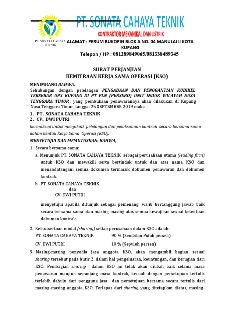 Surat Perjanjian Kso | PDF