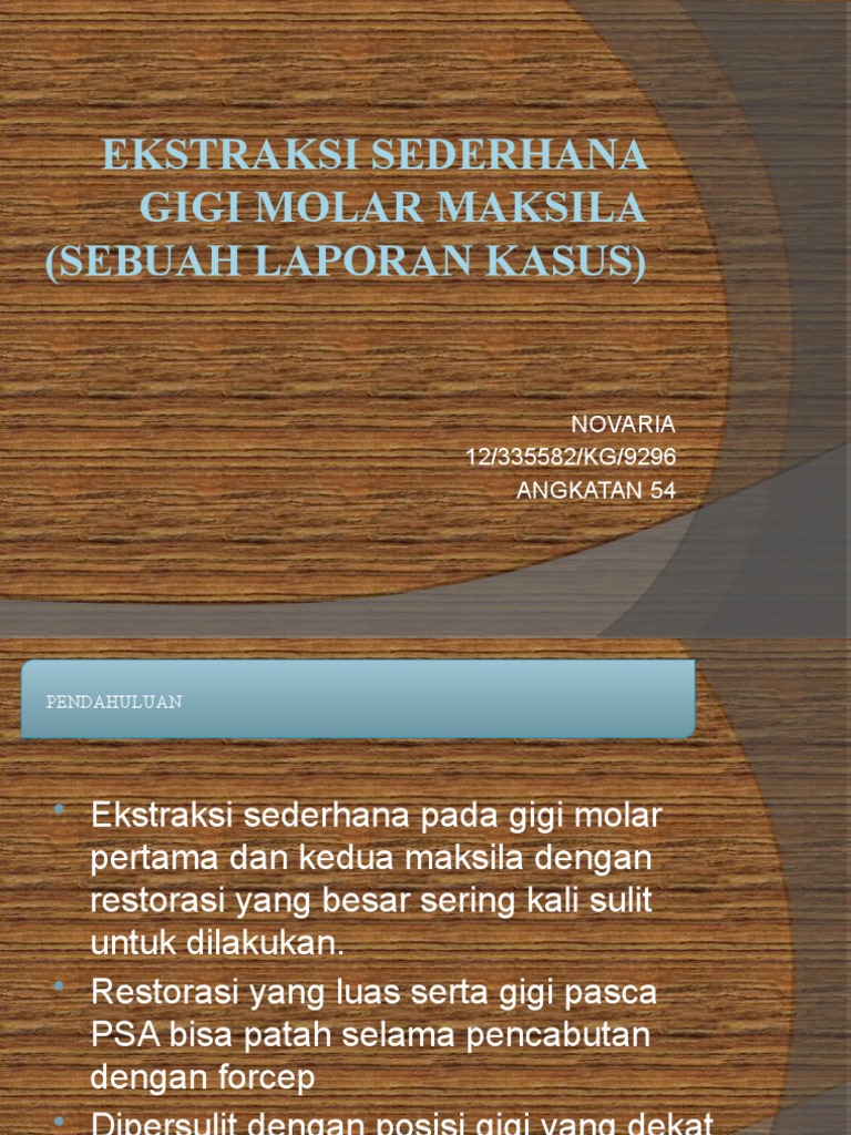 Ekstraksi Sederhana Gigi Molar Maksila | PDF